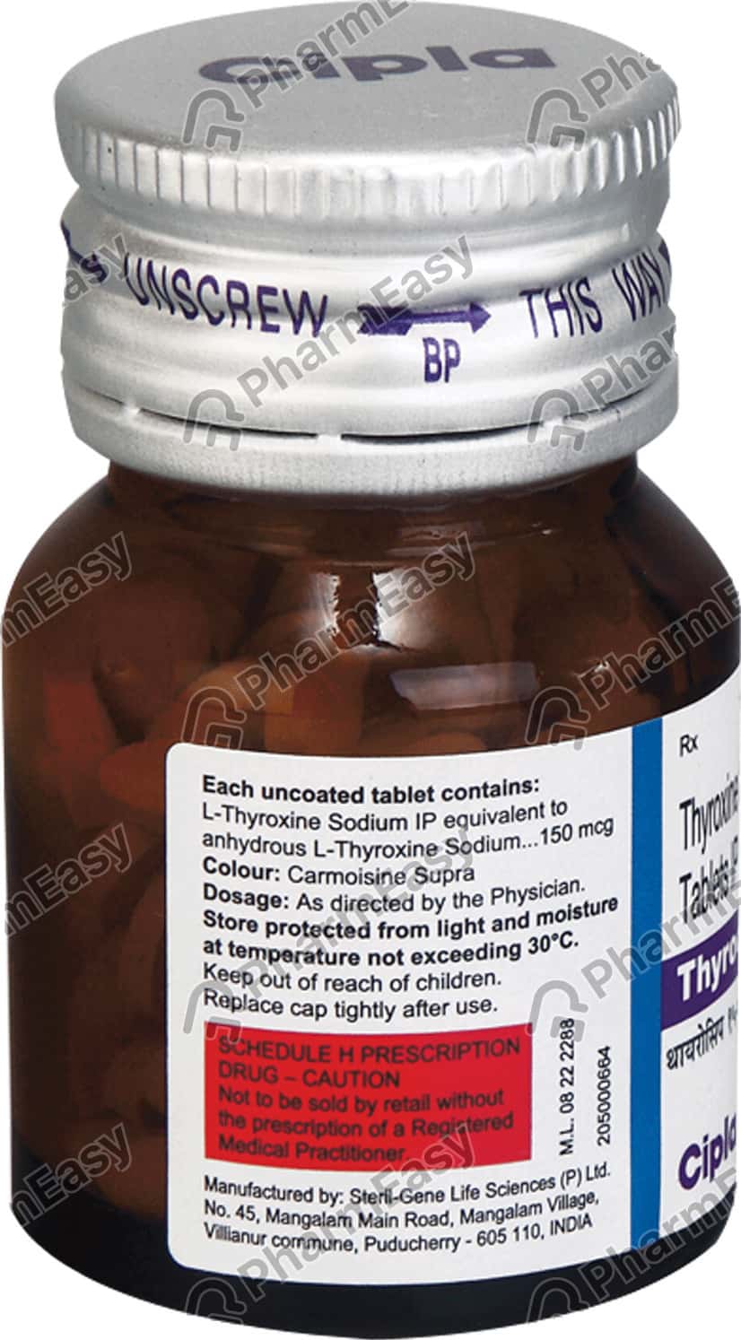 Thyrocip 150 MCG Tablet (120): Uses, Side Effects, Price & Dosage ...
