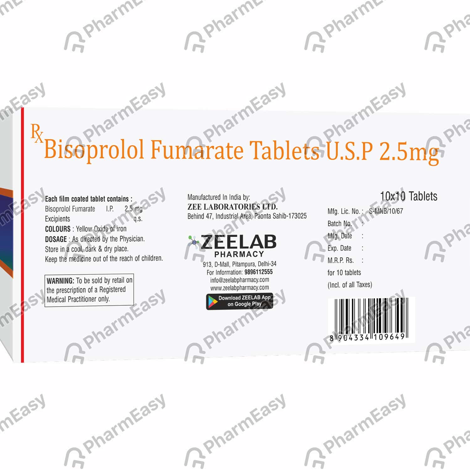 Buy Bisoline 2.5 MG Tablet (10) Online at Flat 15% OFF | PharmEasy