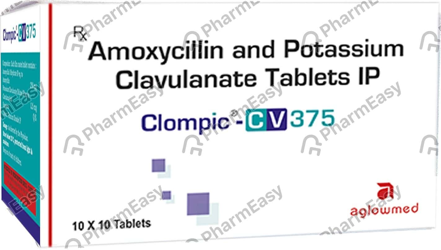 Clompic Cv 375mg Strip Of 10 Tablets: Uses, Side Effects, Price ...
