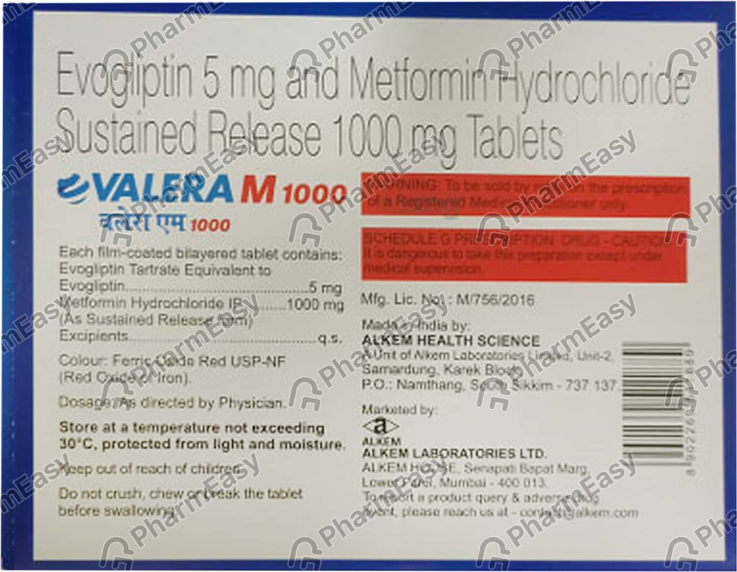 Valera M 1000mg Strip Of 15 Tablets: Uses, Side Effects, Price & Dosage ...