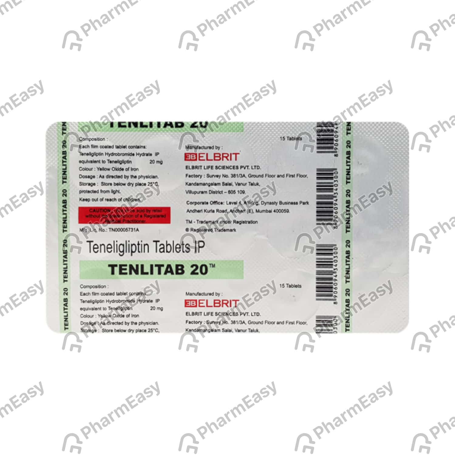 Tenlitab 20 MG Tablet (15): Uses, Side Effects, Price & Dosage | PharmEasy