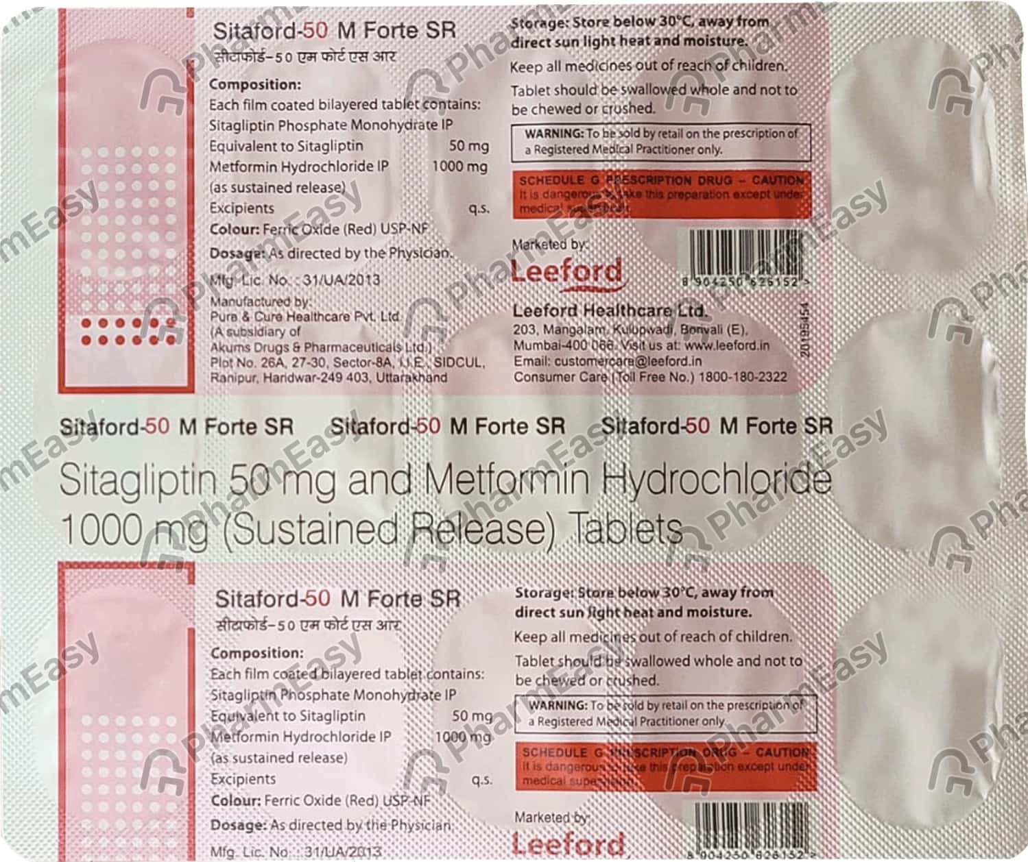 Sitaford 50mg M Forte Sr Strip Of 15 Tablets: Uses, Side Effects, Price ...