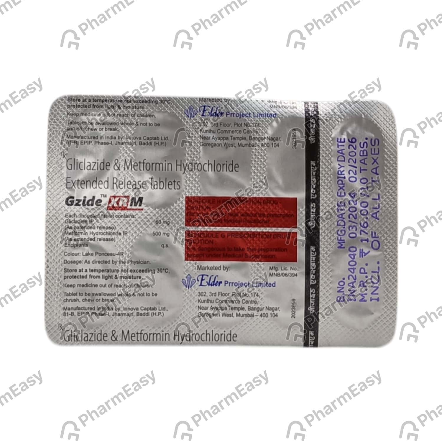 Gzide Xr M Strip Of 10 Tablets: Uses, Side Effects, Price & Dosage ...