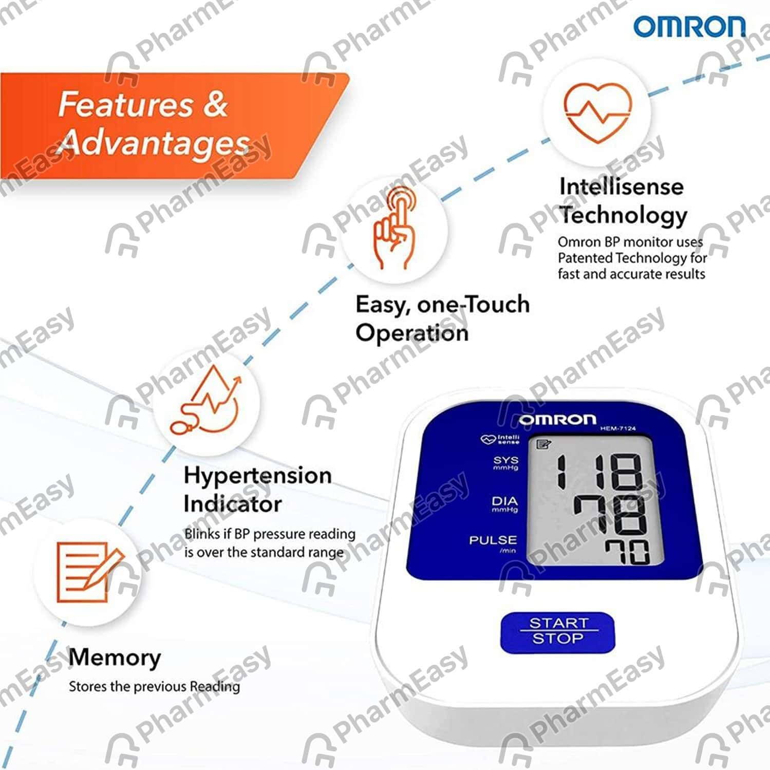 Buy OMRON HEM-7124 DIGITAL ARM TYPE BP MONITOR 1 NUMBERS Online & Get ...