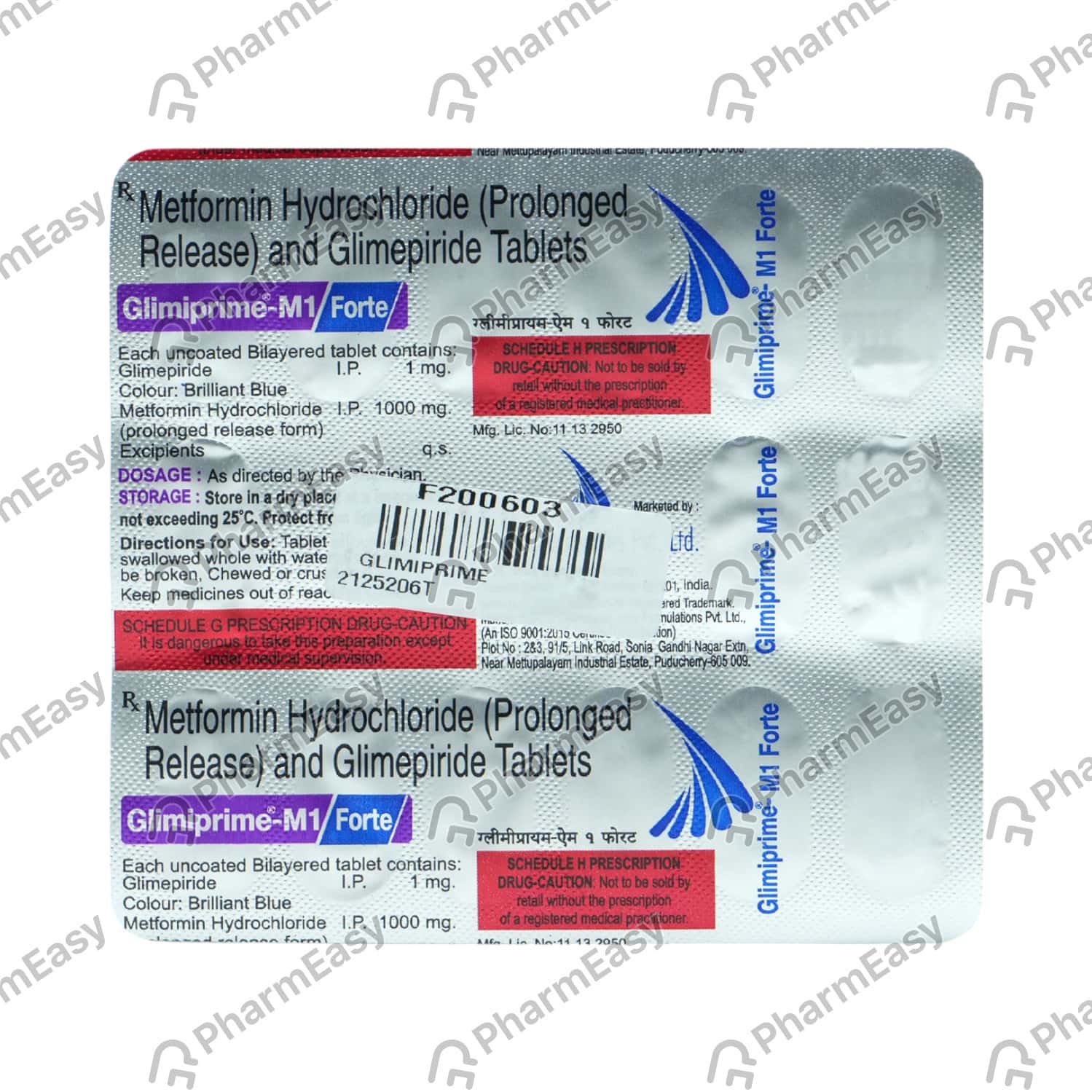 Glimiprime M 1mg Forte Strip Of 15 Tablets: Uses, Side Effects, Price ...