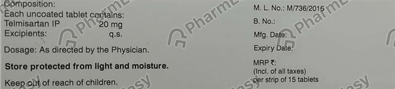 Telvas 20 MG Tablet (15): Uses, Side Effects, Price & Dosage | PharmEasy