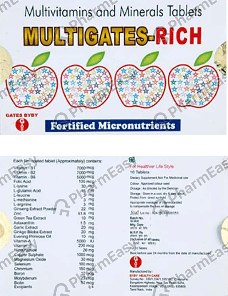 Buy Multigates Rich Strip Of 10 Tablets Online at Flat 15% OFF | PharmEasy