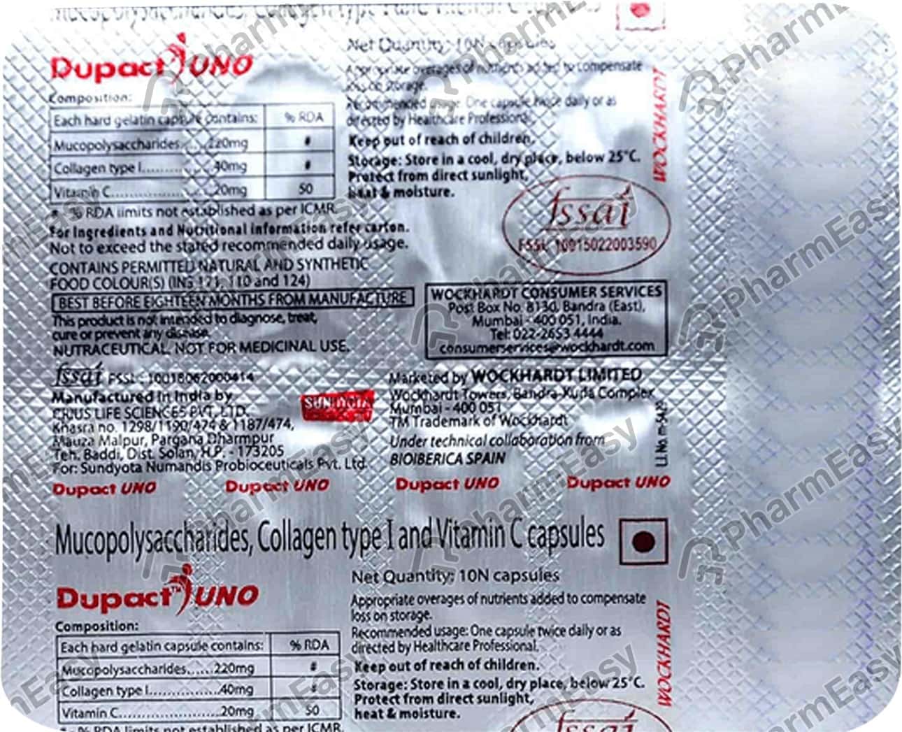 Buy Dupact Uno Strip Of 10 Capsules Online at Flat 15% OFF | PharmEasy