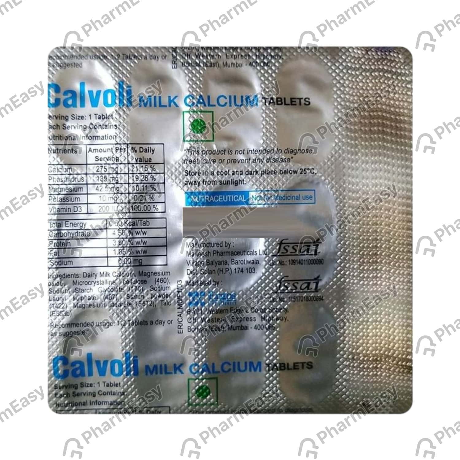 Buy Calvoli Milk Calcium Strip Of 10 Tablets Online & Save Up to 24% at ...