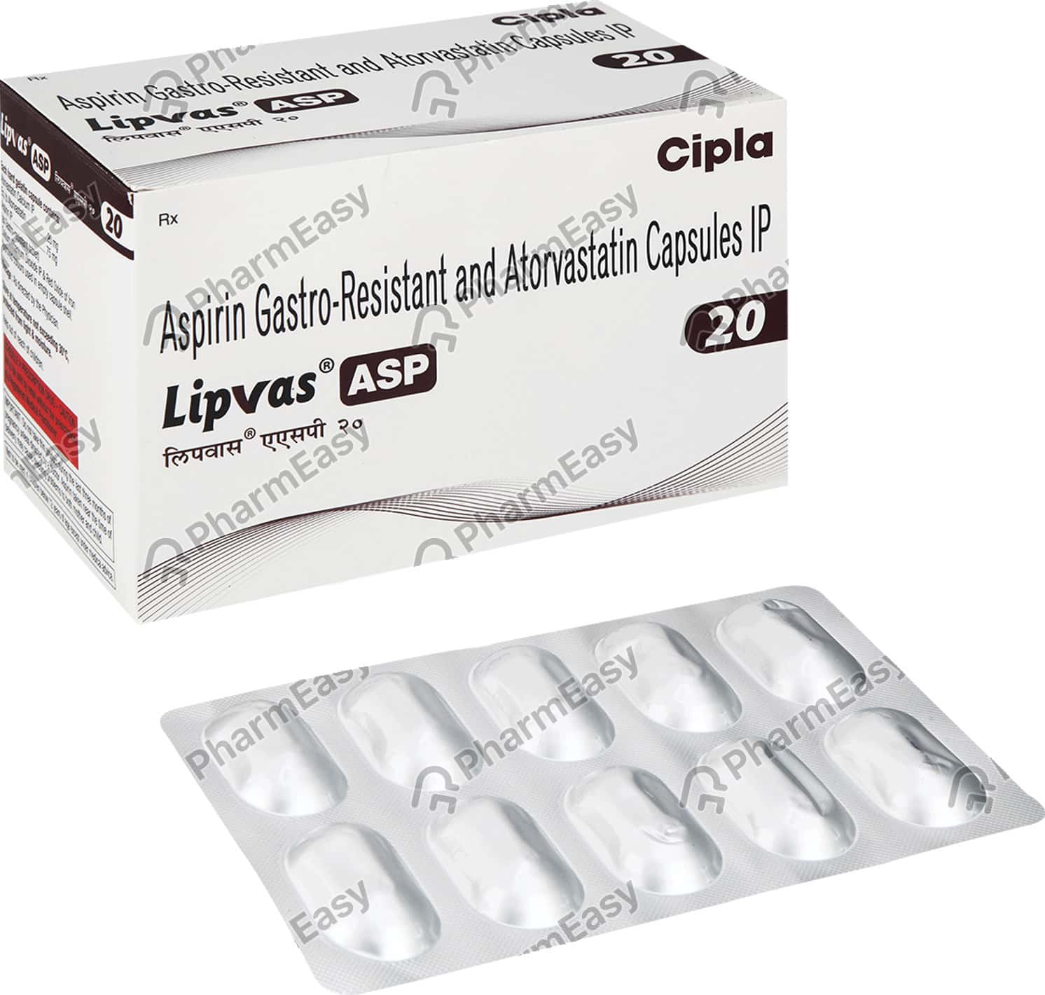 Lipvas Asp 20mg Strip Of 10 Capsules: Uses, Side Effects, Price ...