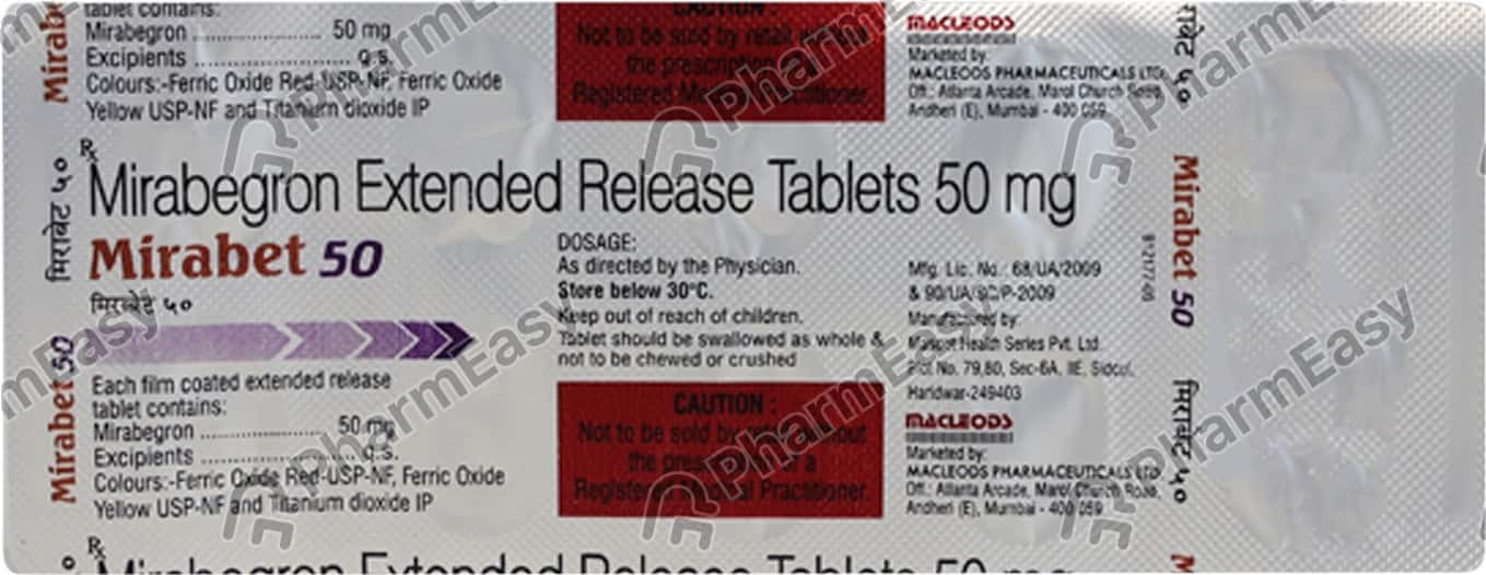 Mirabet 50 MG Tablet (10): Uses, Side Effects, Price & Dosage | PharmEasy