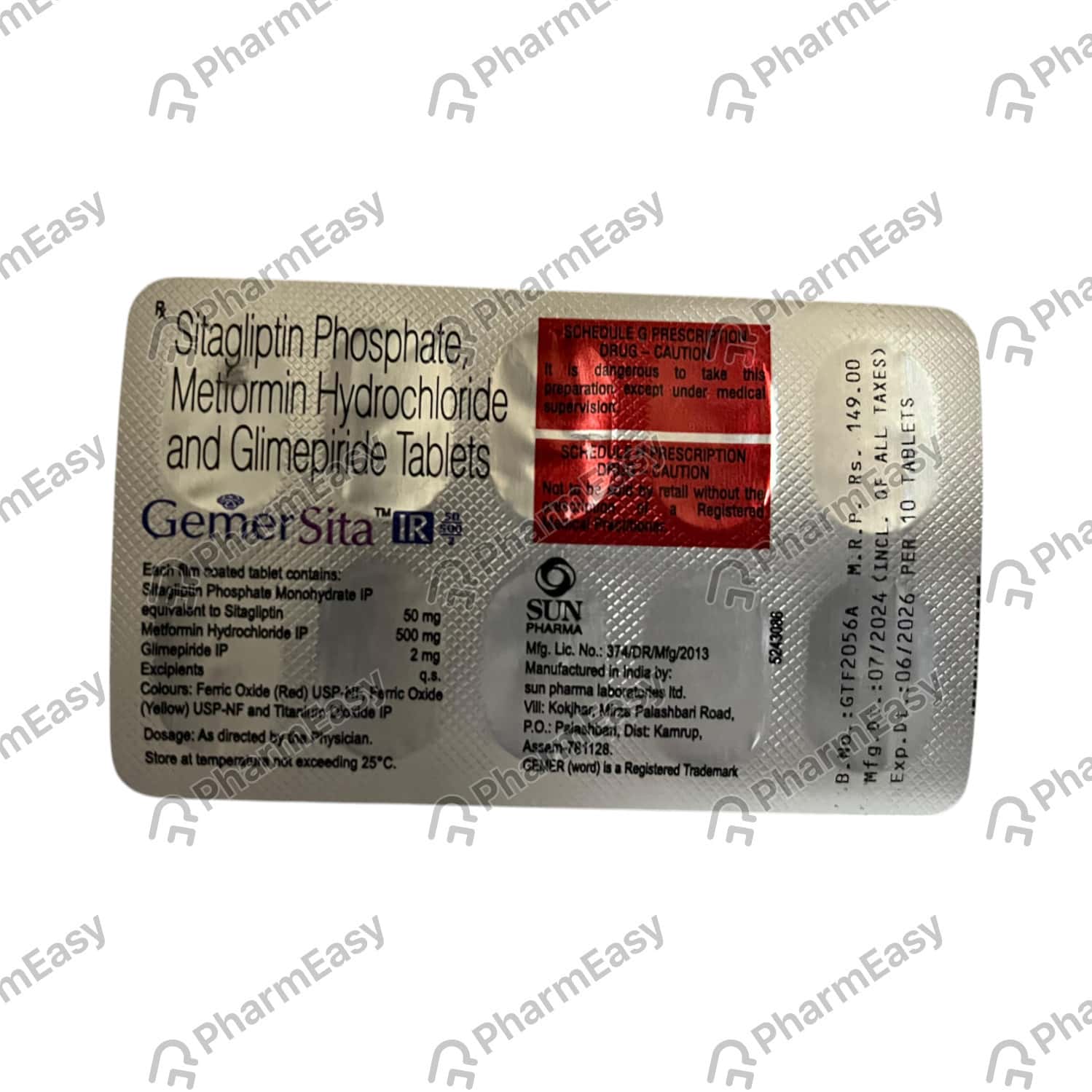 Gemer Sita Ir 50/500/2mg Strip Of 10 Tablets: Uses, Side Effects, Price & Dosage | PharmEasy