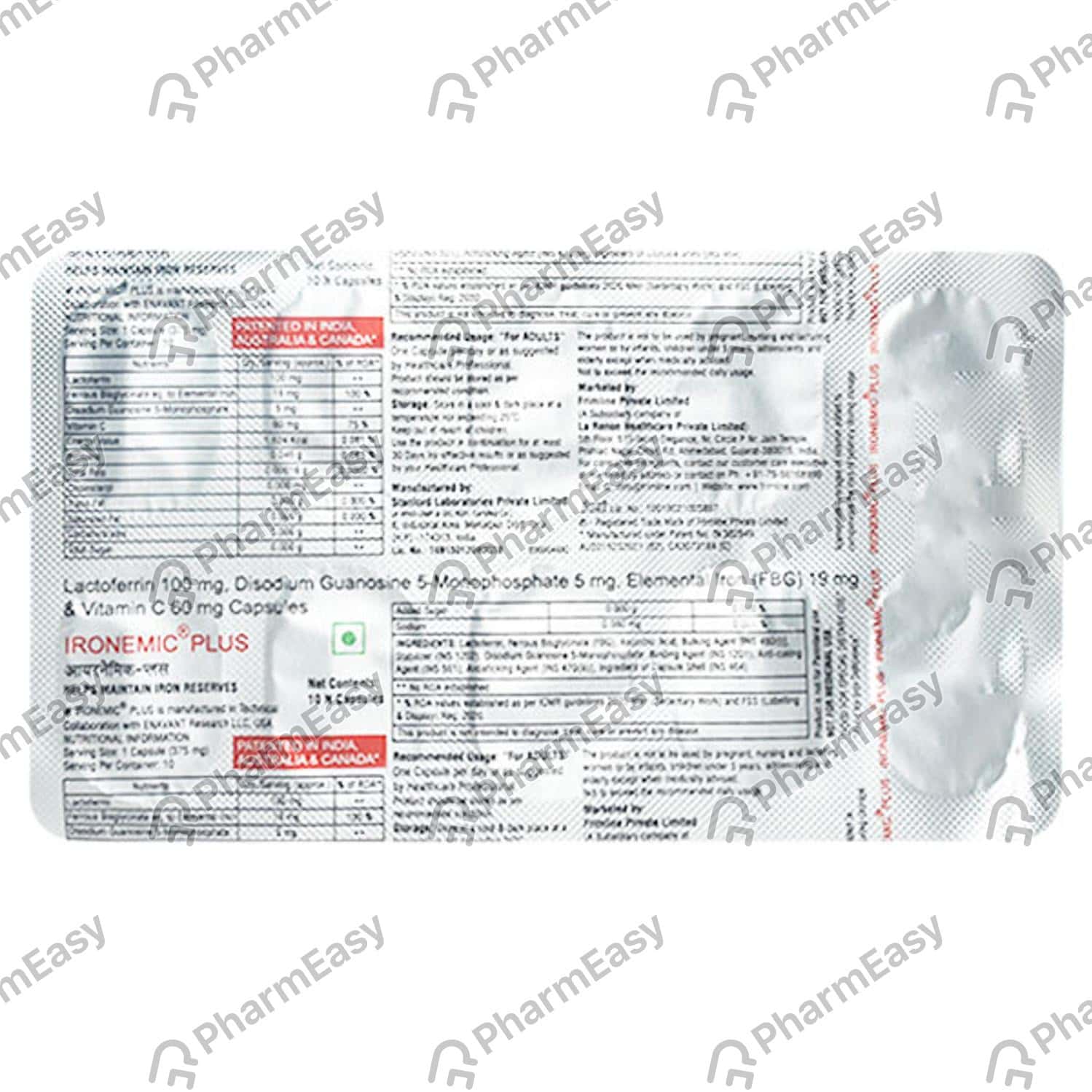 Buy Ironemic Plus Strip Of 10 Capsules Online at Flat 15% OFF | PharmEasy