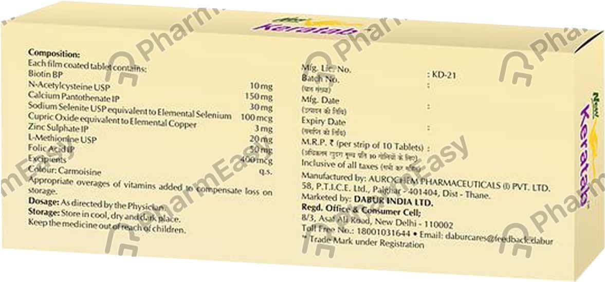 Buy New Keratab Strip Of 10 Tablets Online at Flat 15% OFF | PharmEasy