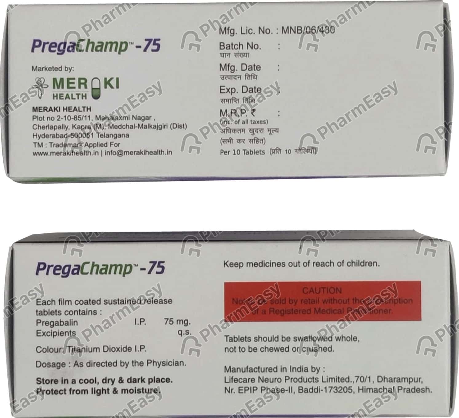 Buy Pregachamp 75 MG Tablet (10) Online at Flat 15% OFF | PharmEasy