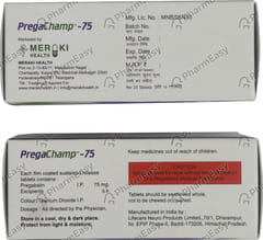 Pregachamp 75 MG Tablet (10): Uses, Side Effects, Price & Dosage ...