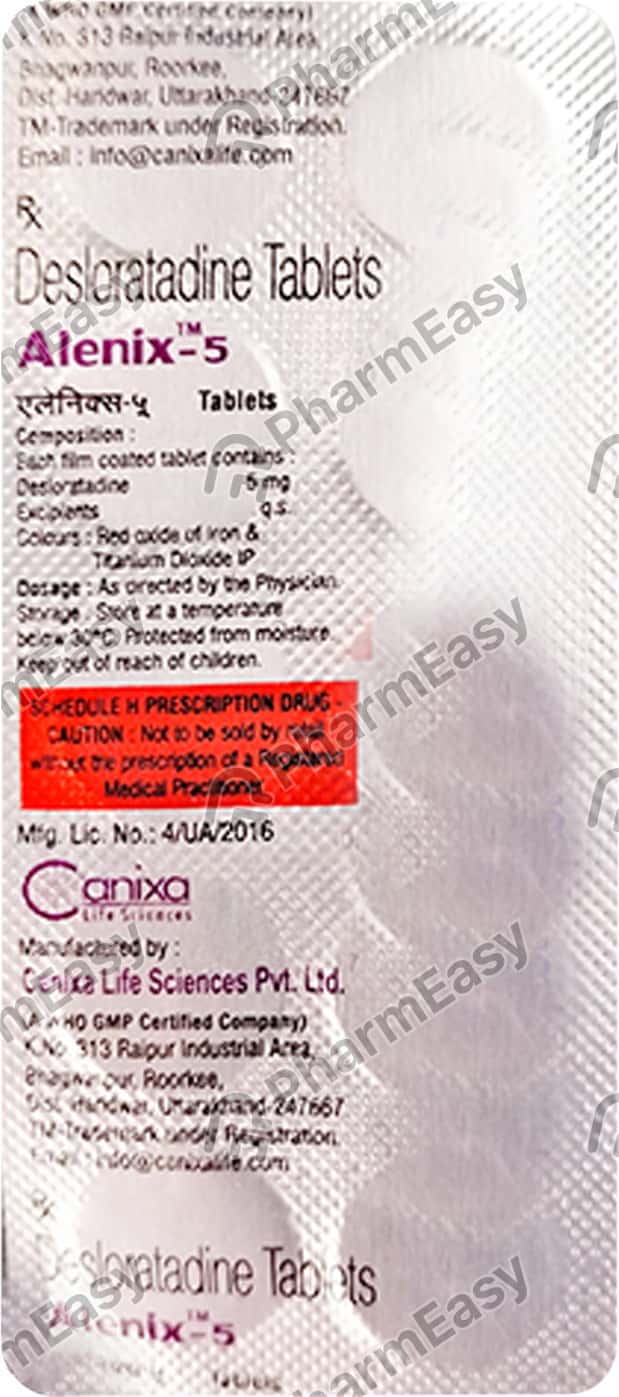 Alenix 5 MG Tablet (10): Uses, Side Effects, Price & Dosage | PharmEasy