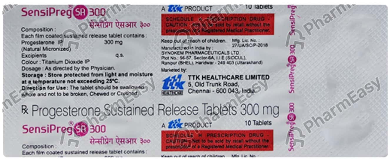 Sensipreg Sr 300 MG Tablet (10): Uses, Side Effects, Price & Dosage ...