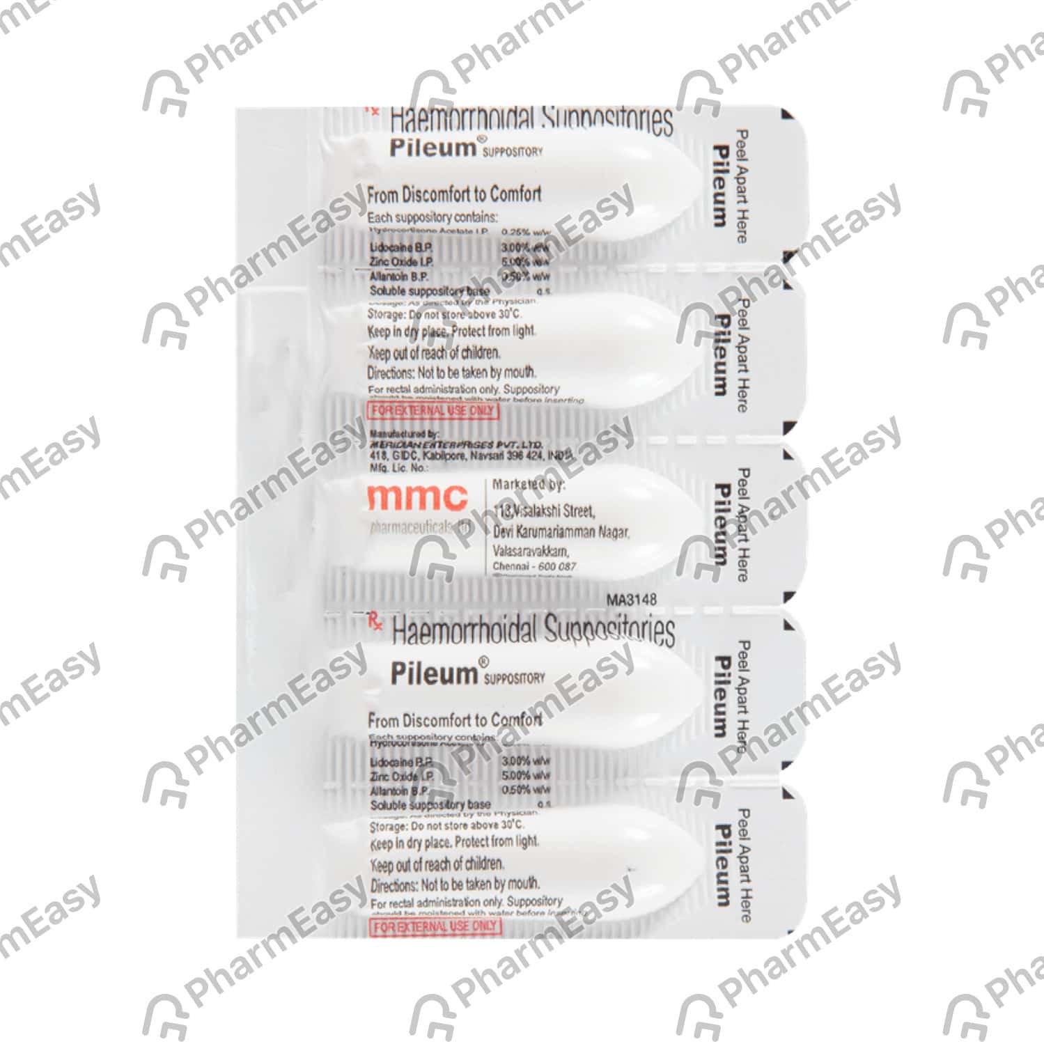 Buy Pileum Strip Of 7 Rectal Suppositories Online at Flat 15% OFF ...