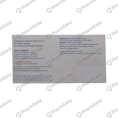 Clexane 20 MG Solution For Injection (0.2): Uses, Side Effects, Price ...