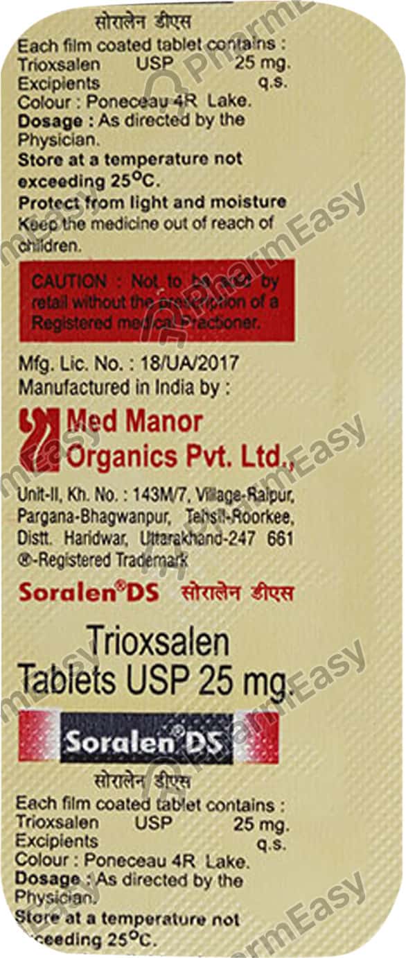 Soralen Ds 25 MG Tablet (10): Uses, Side Effects, Price & Dosage | PharmEasy