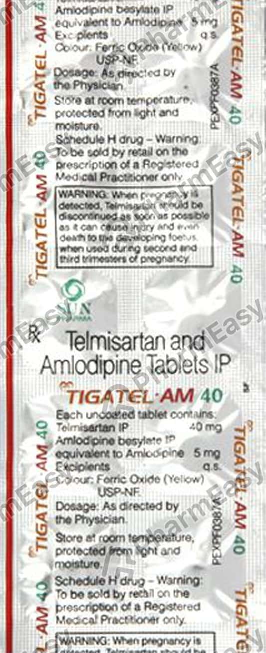 Tigatel Am 40mg Strip Of 20 Tablets: Uses, Side Effects, Price & Dosage ...