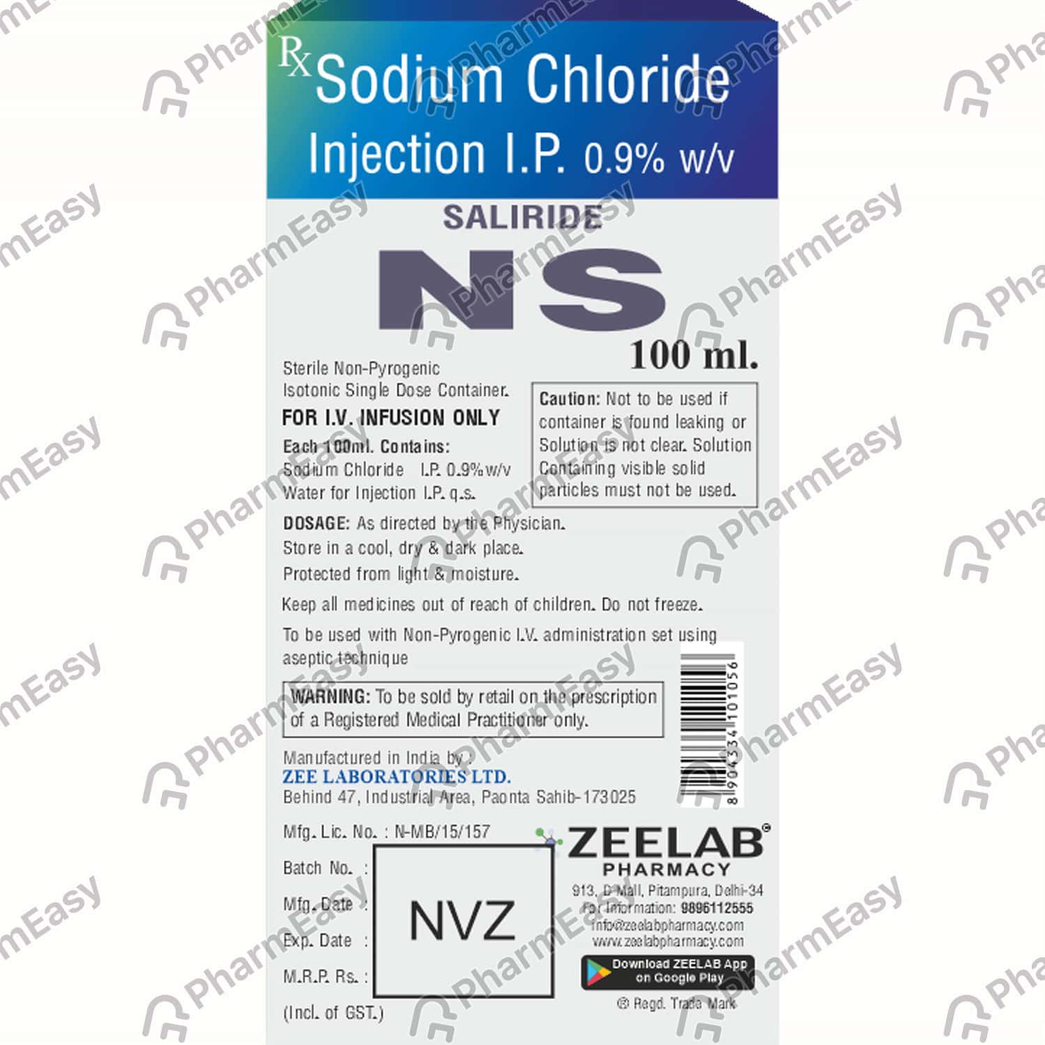 Buy Saliride Ns 0.9 %W/V Solution For Infusion (100) Online at Flat 15% ...