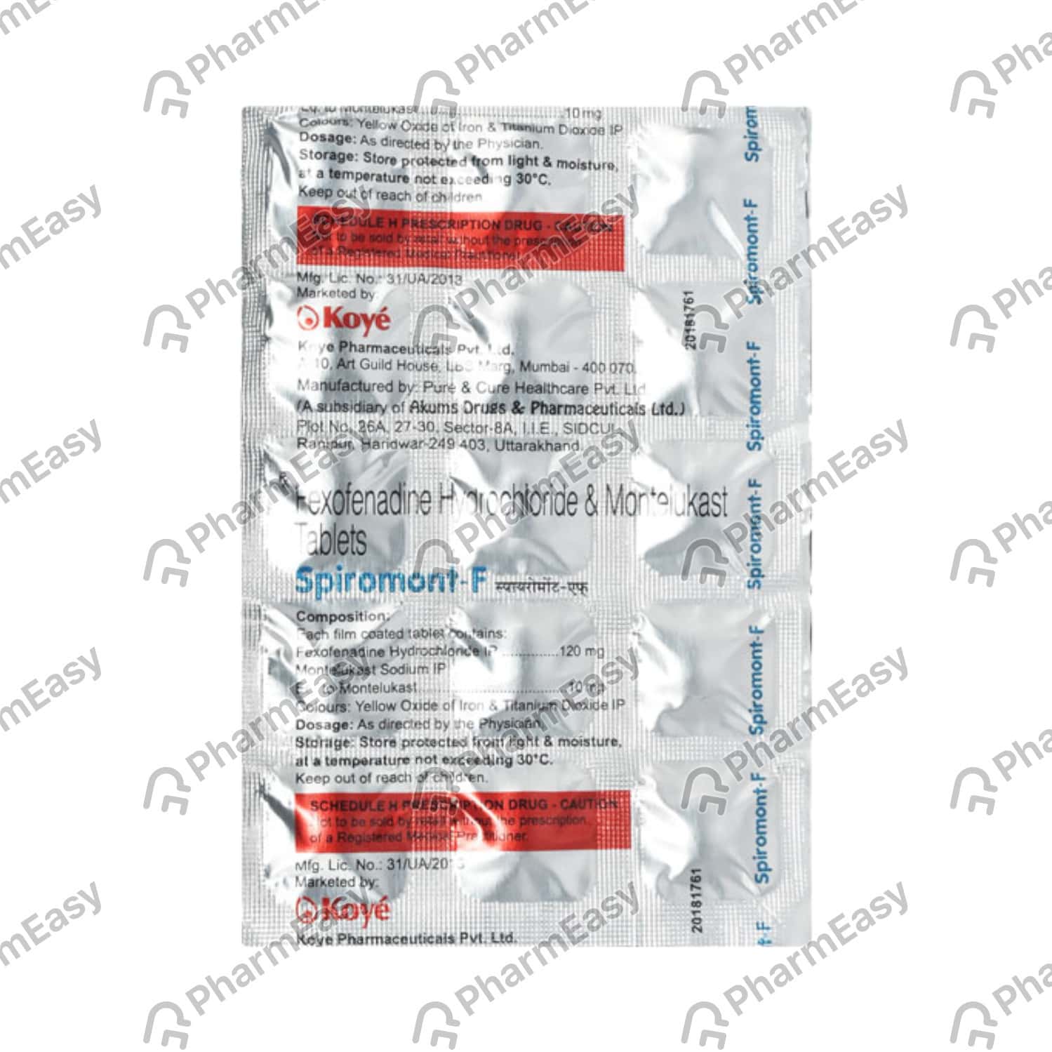 Spiromont F Strip Of 15 Tablets: Uses, Side Effects, Price & Dosage ...