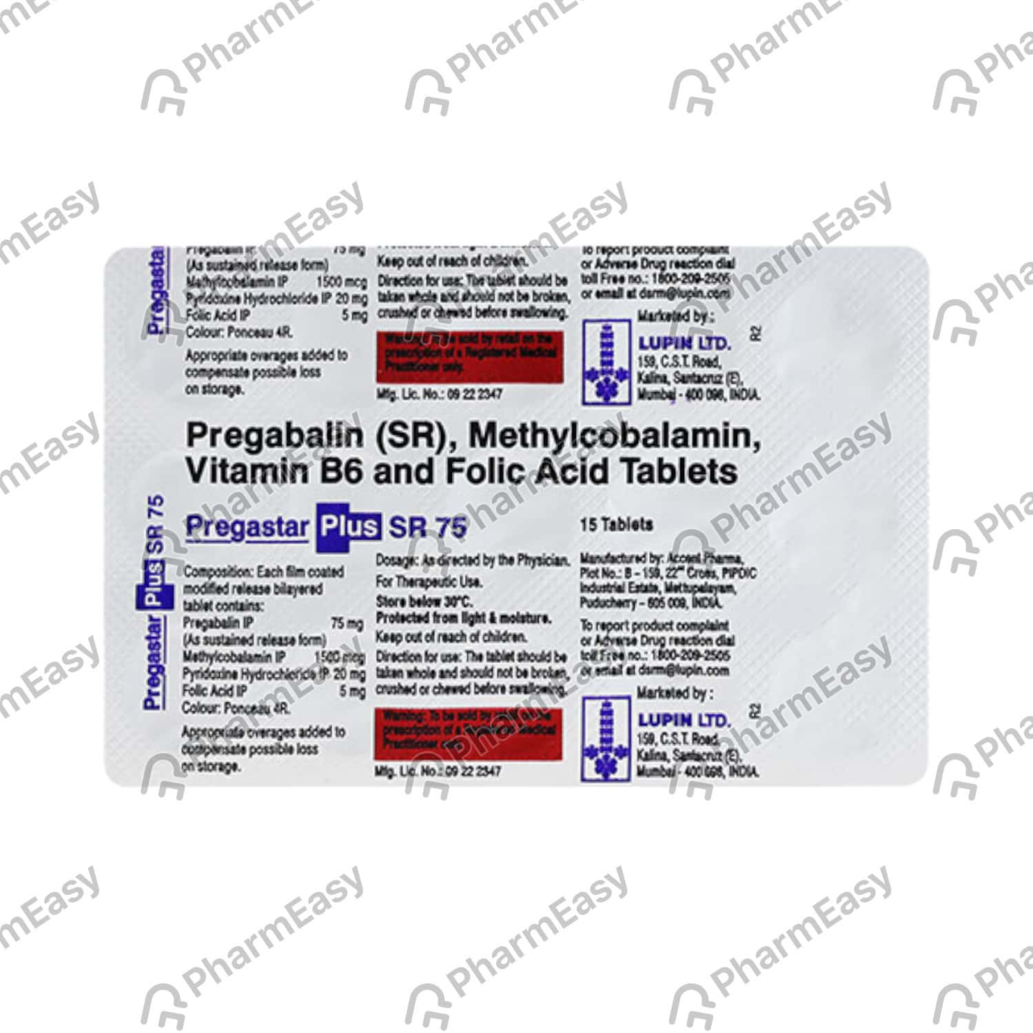 Buy Pregastar Plus Sr 75mg Strip Of 15 Tablets Online at Flat 15% OFF ...