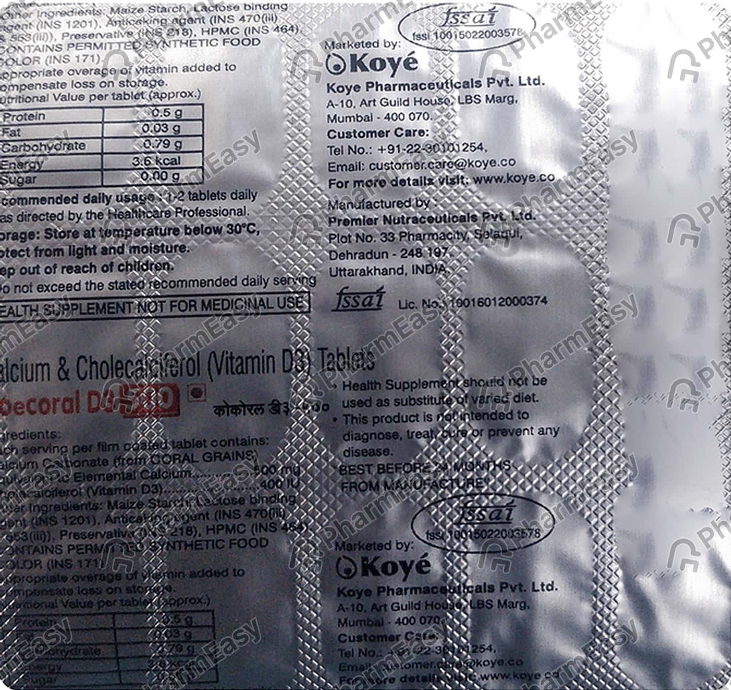 Coecoral D3 500mg Strip Of 15 Tablets: Uses, Side Effects, Price ...