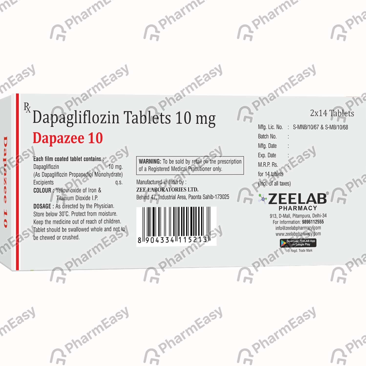 Dapazee 10 MG Tablet (14): Uses, Side Effects, Price & Dosage | PharmEasy