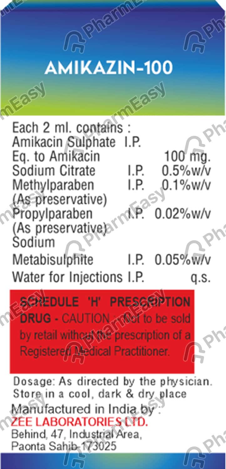 Buy Amikazin 100 MG/2ML Injection (2) Online at Flat 15% OFF | PharmEasy