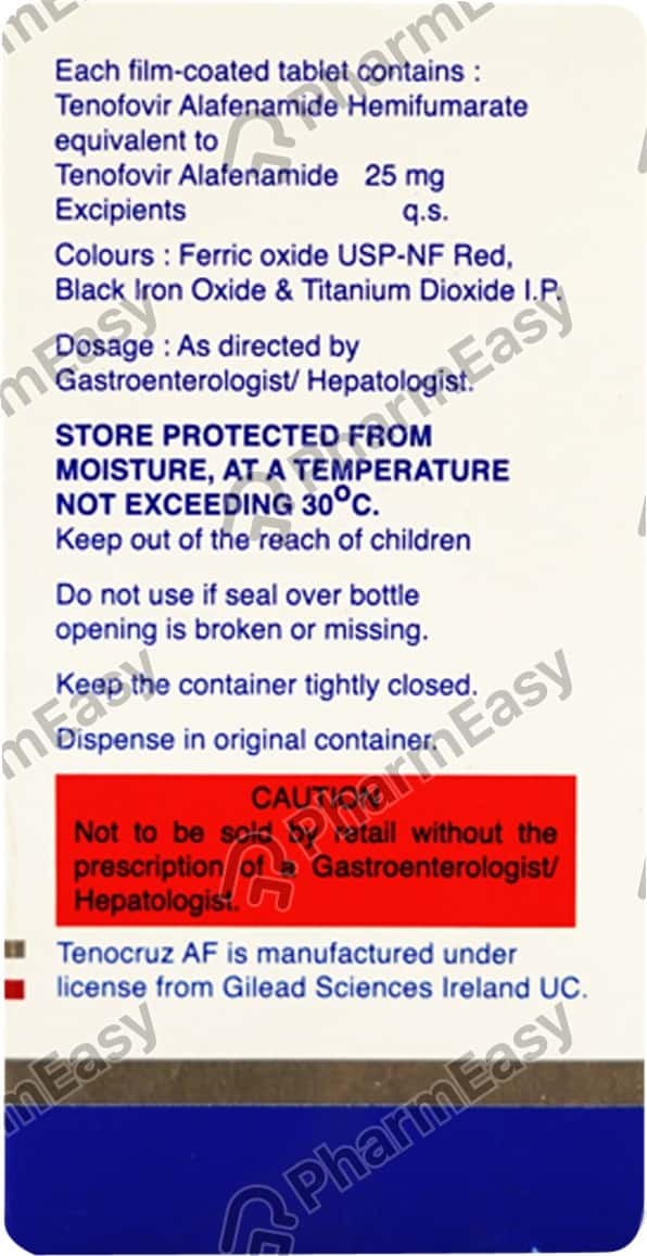 Tenocruz Af 25 MG Tablet (30): Uses, Side Effects, Price & Dosage ...