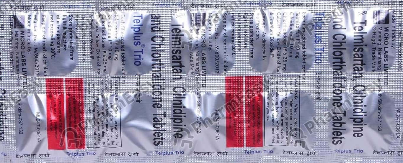 Telplus Trio 40/10/6.25mg Strip Of 10 Tablets: Uses, Side Effects ...