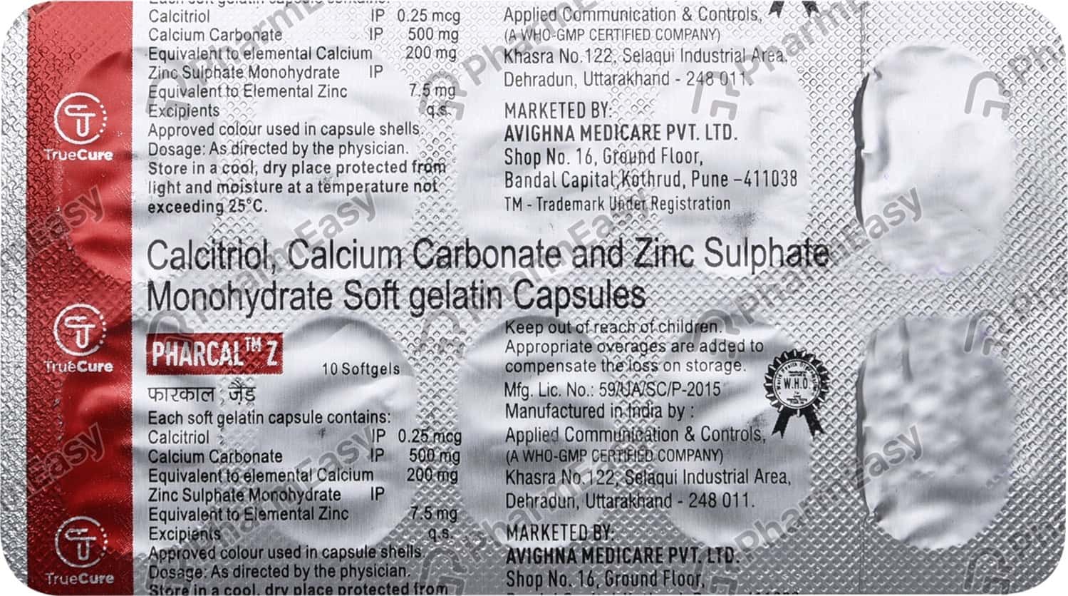 Buy PHARCAL Z STRIP OF 10 CAPSULES Online & Get Upto 60% OFF at PharmEasy