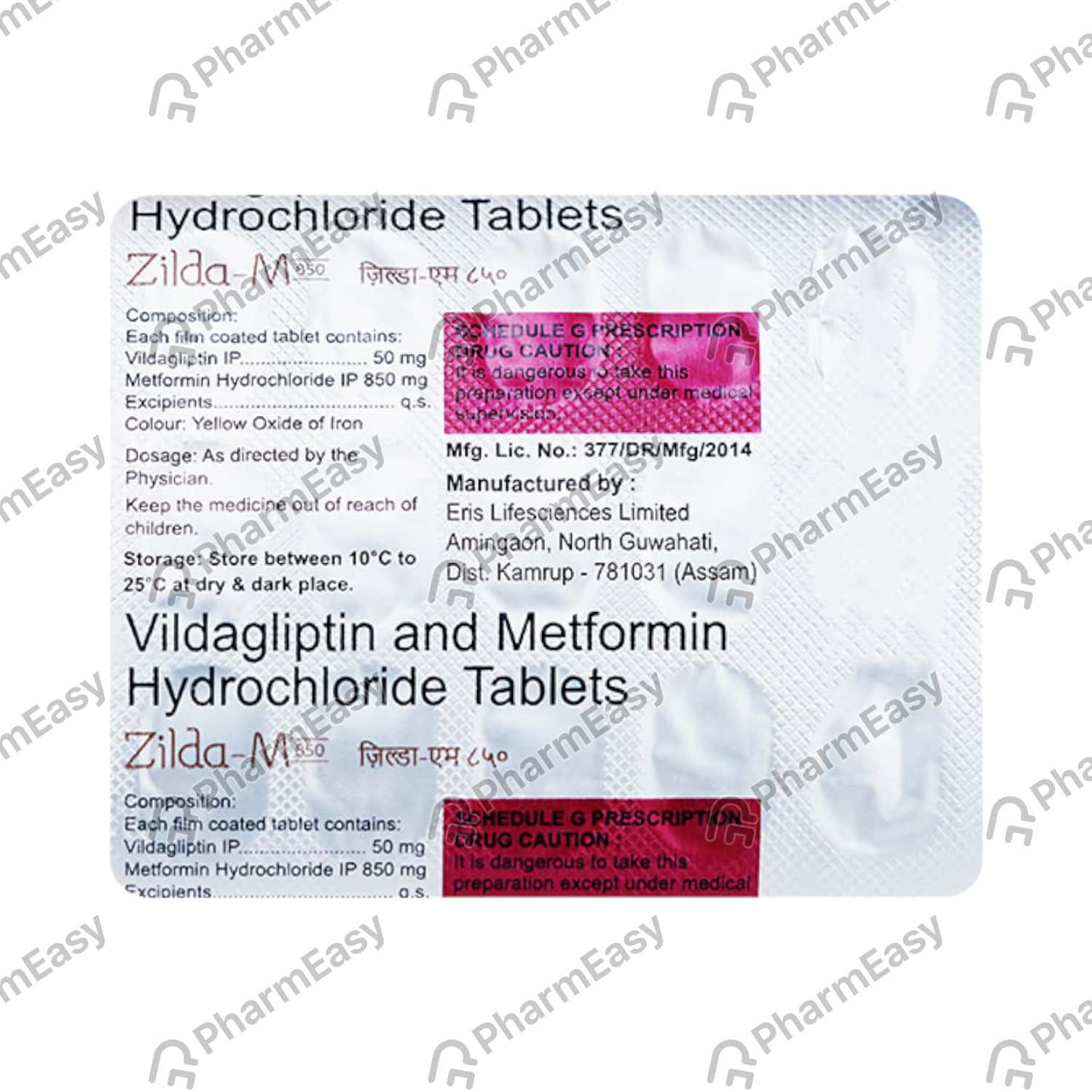 Zilda M 850mg Strip Of 15 Tablets: Uses, Side Effects, Price & Dosage ...