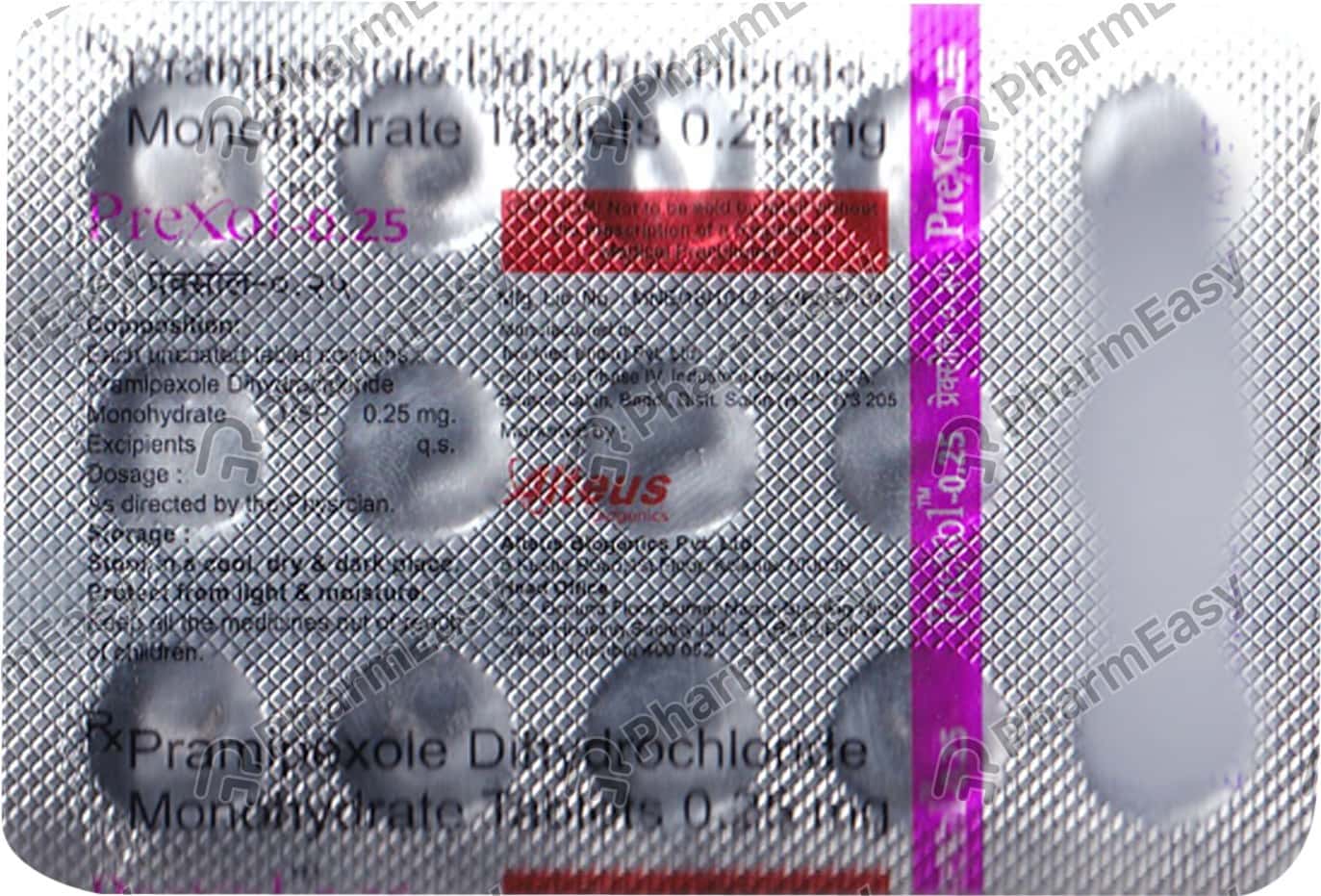 Prexol 0.25 MG Tablet (15): Uses, Side Effects, Price & Dosage | PharmEasy