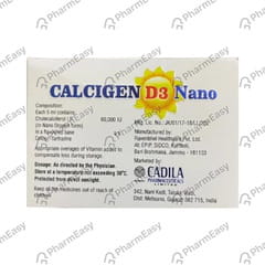 Calcigen D3 60000 IU/5ML Oral Solution (5): Uses, Side Effects, Price ...