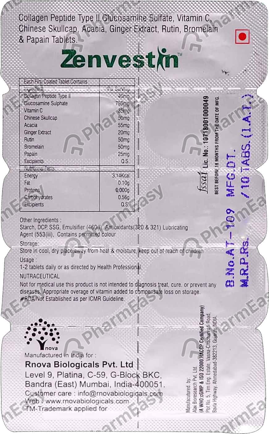 Buy Zenvestin Strip Of 10 Tablets Online at Flat 15% OFF | PharmEasy