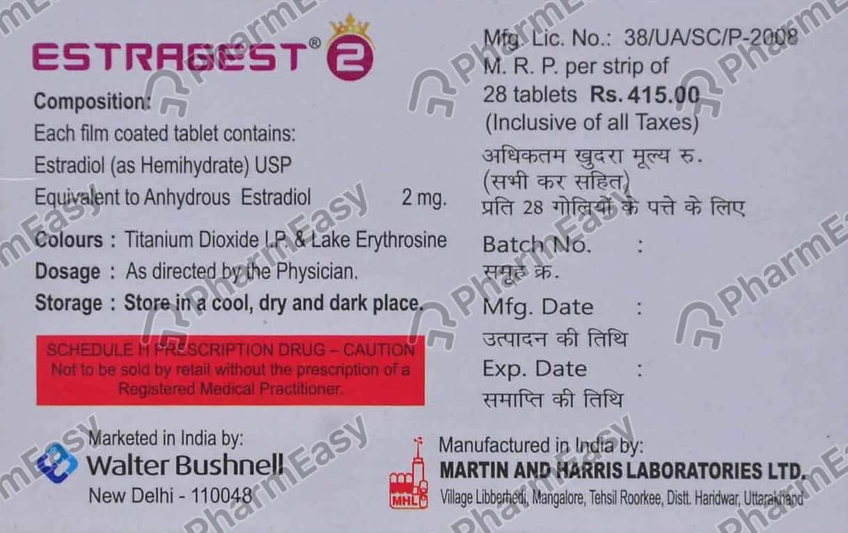 Estragest 2 MG Tablet (28): Uses, Side Effects, Price & Dosage | PharmEasy