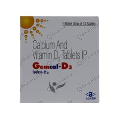 Buy Gemcal D3 Strip Of 15 Tablets Online at Flat 18% OFF* | PharmEasy
