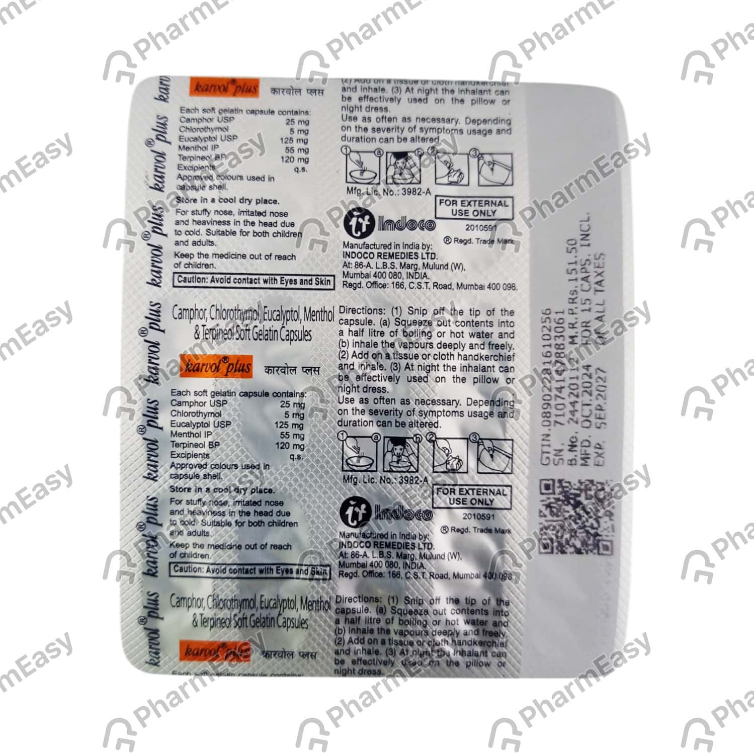 Karvol Plus Strip Of 15 Inhalation Capsules: Uses, Side Effects, Price ...