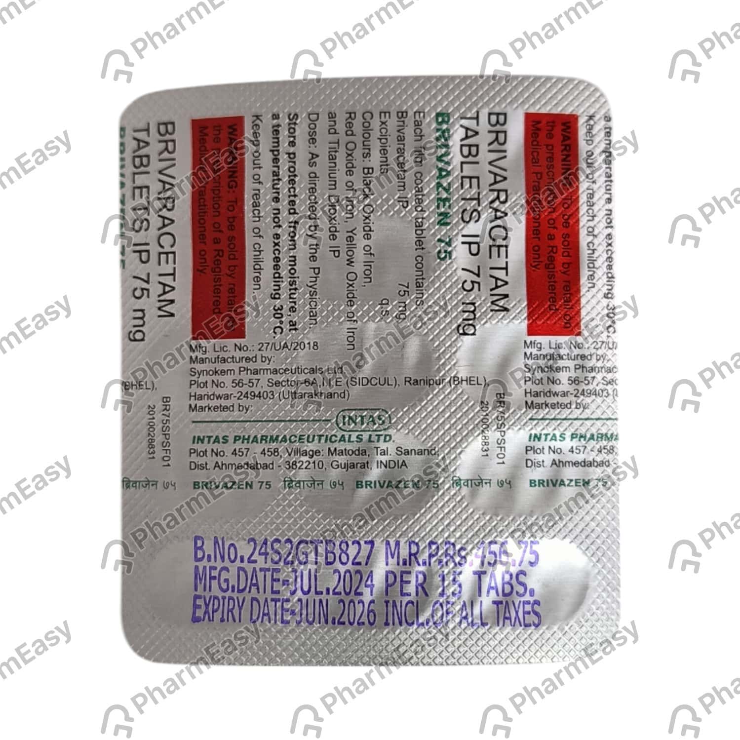 Brivazen 75 MG Tablet (15): Uses, Side Effects, Price & Dosage | PharmEasy