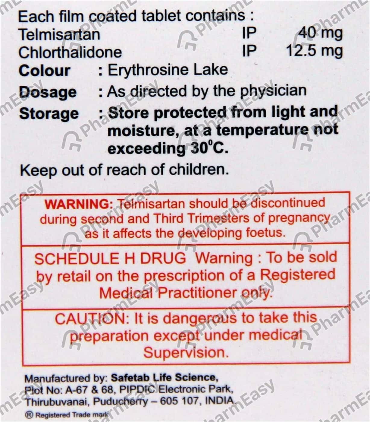 Telmiprime Ch 40mg/12.5mg Strip Of 10 Tablets: Uses, Side Effects ...