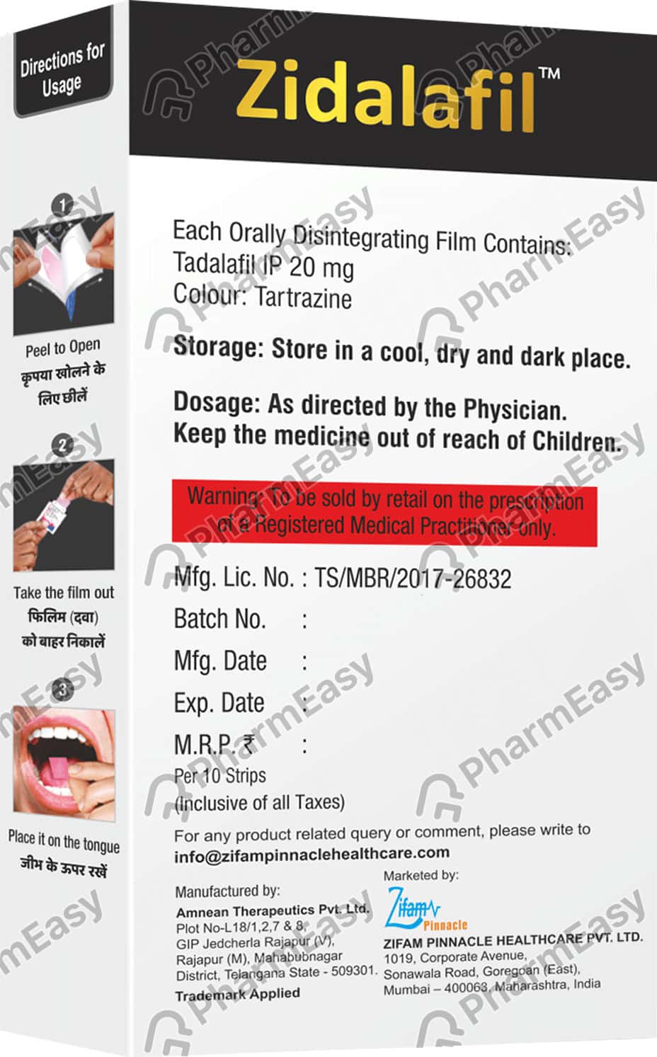 Buy Zidalafil 20 MG Tablet (10) Online at Flat 15% OFF | PharmEasy