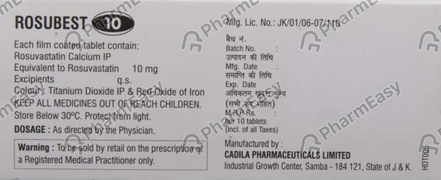 Rosubest 40 MG Tablet (10): Uses, Side Effects, Price & Dosage | PharmEasy