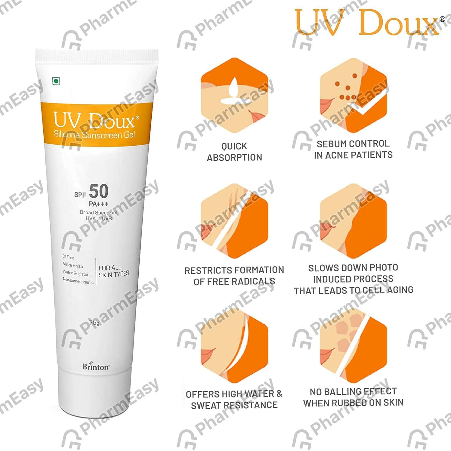 Buy UV DOUX SPF 50 TUBE OF 75GM SUNSCREEN GEL Online & Get Upto 60% OFF ...
