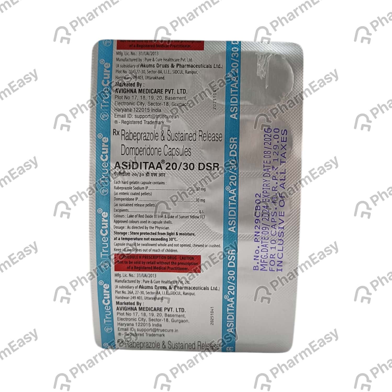 Asiditaa 20/30mg Dsr Strip Of 10 Capsules: Uses, Side Effects, Price ...