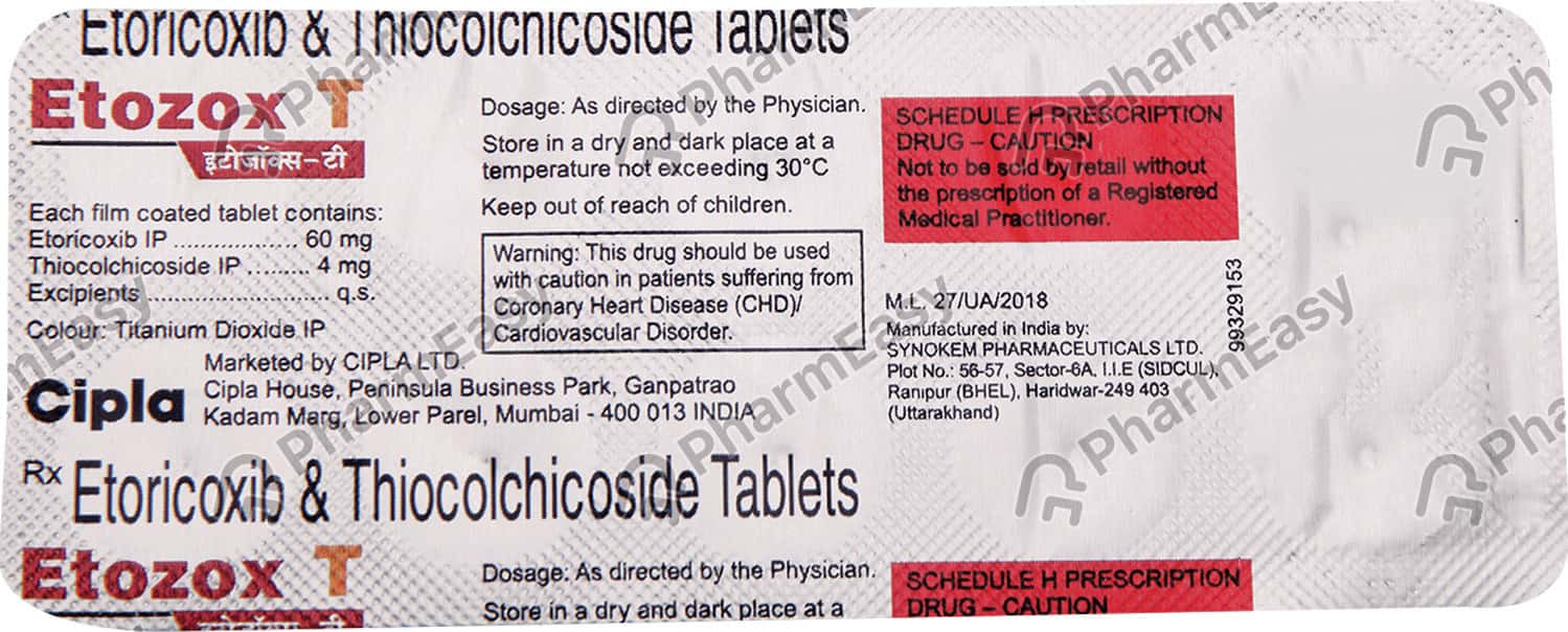 Etozox T Strip Of 10 Tablets: Uses, Side Effects, Price & Dosage ...