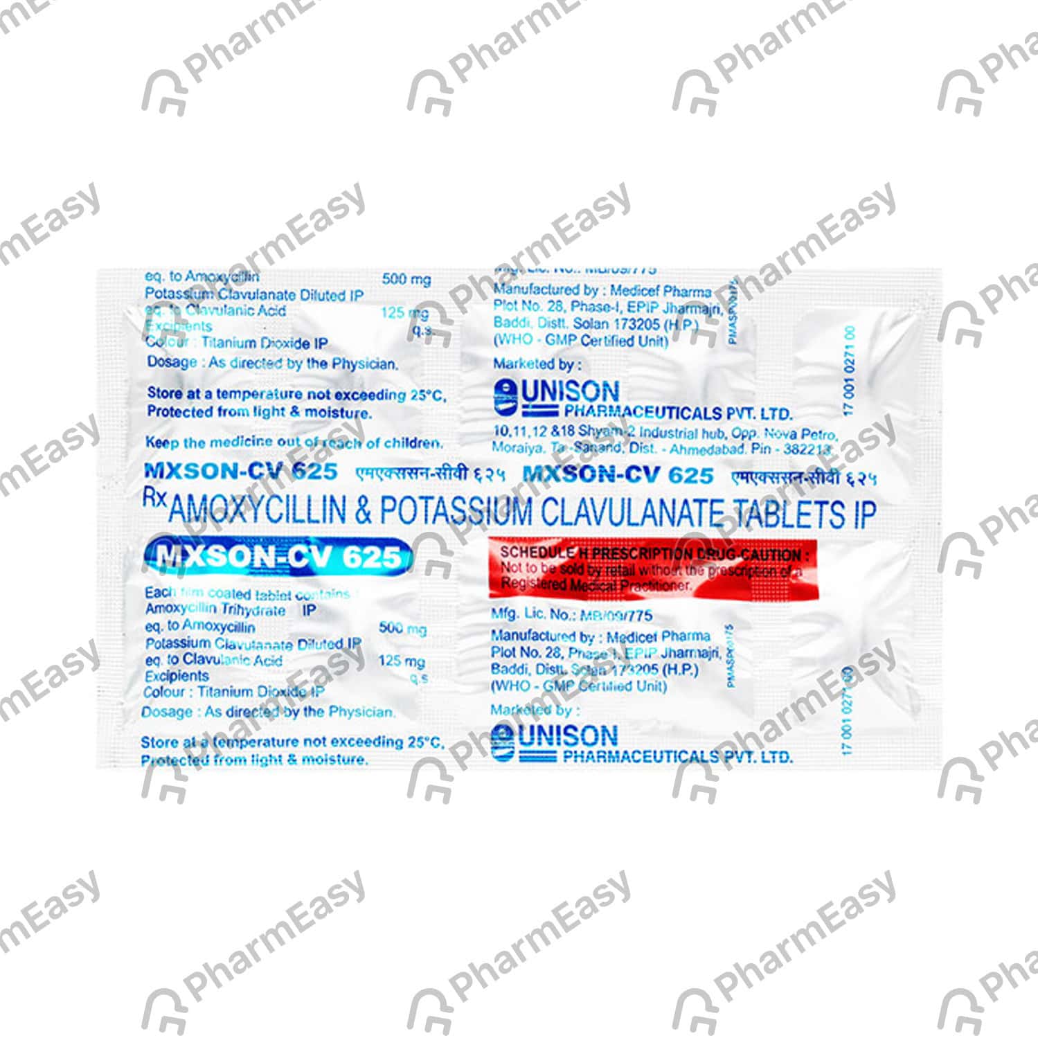Mxson Cv 500/125mg Strip Of 10 Tablets: Uses, Side Effects, Price ...